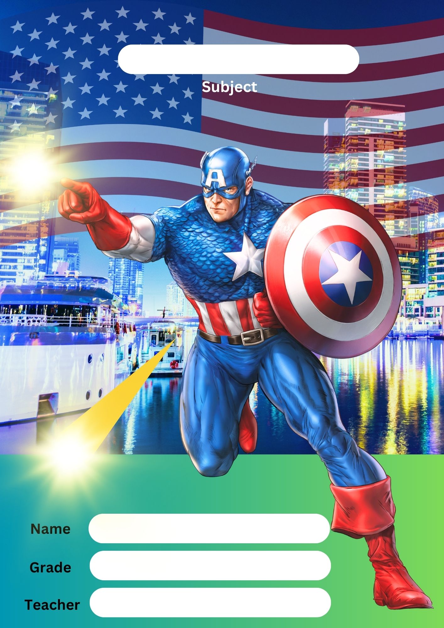 Captain America Writing Notebook Composition Notebook for Kids Notebook ...