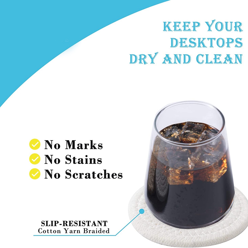 6 Packs Round Coasters for Drinks,Vintage Woven Coaster Set for Table ...