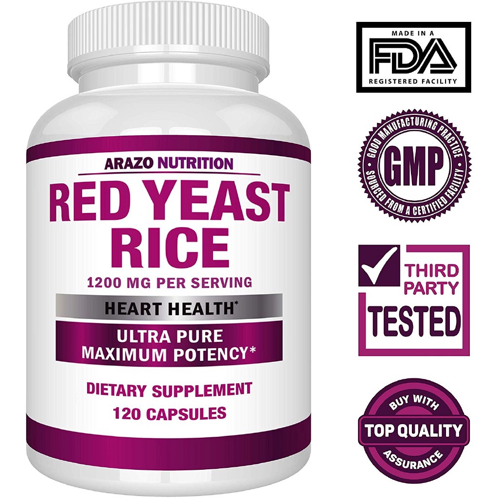 EXPIRY 06/2022 Arazo Nutrition Red Yeast Rice Extract 1200 mg Citrinin ...