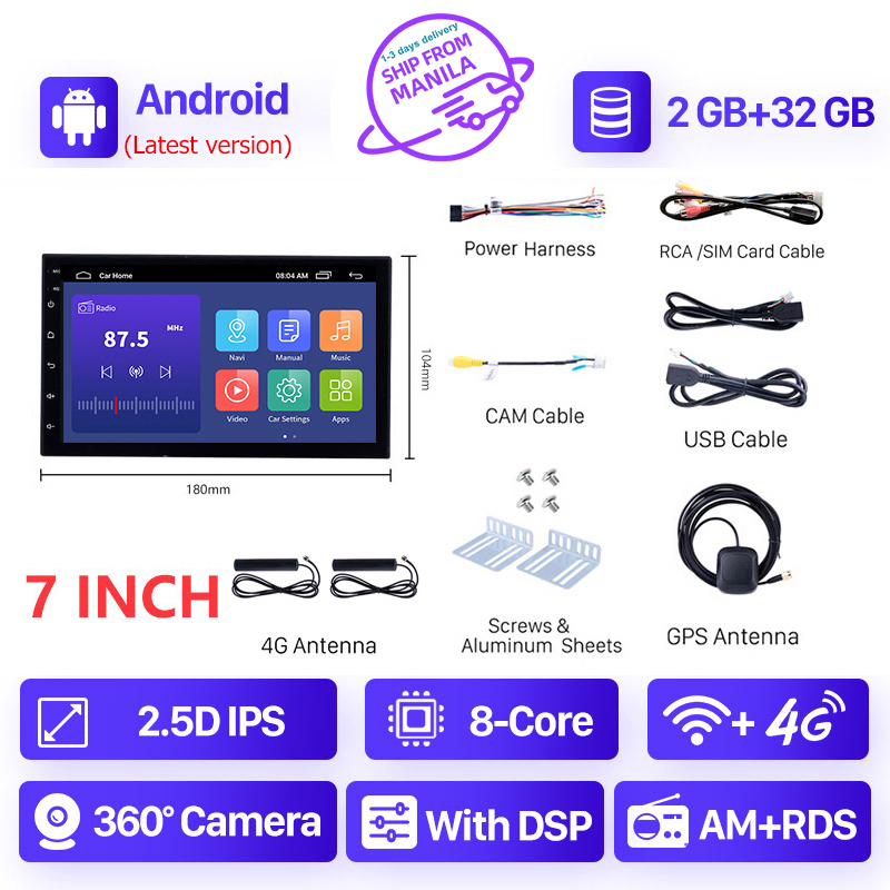 Seicane 2Din 7 inch IPS Touchscreen AUTO Player Android 12.0 Universal ...