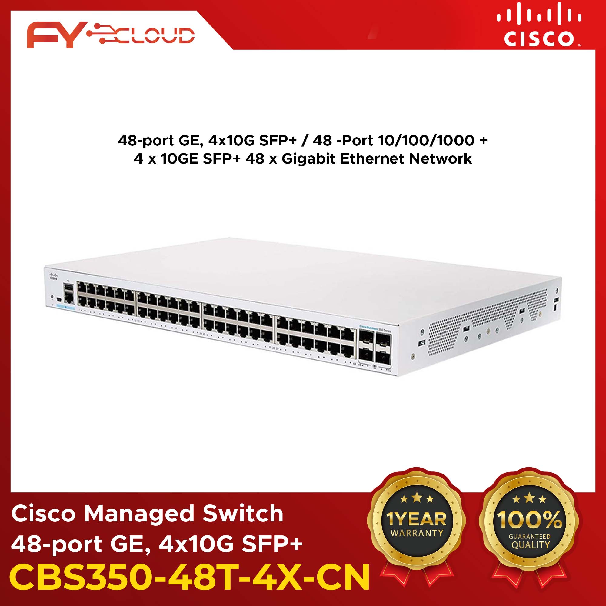 Cisco Switch Cbs350 48t 4x Cn Cbs350 Managed 48 Port Ge 4x10g
