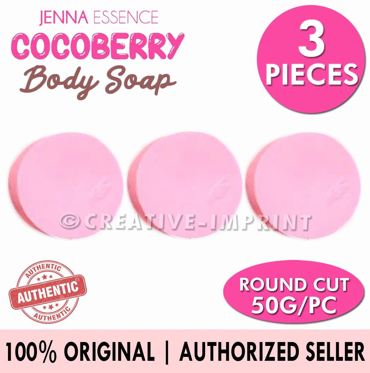 3Pcs Jenna Essence Cocoberry Body Soap (Square 100g or Round Cut 50g ...