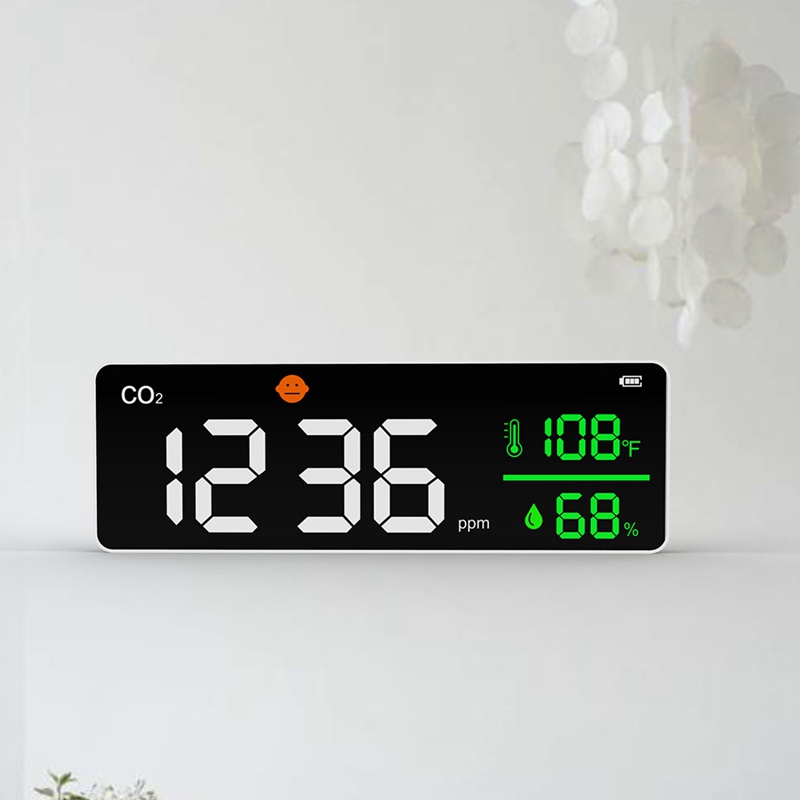 CO2 Meter Indoor Air Quality Monitor Alarm LCD Digital Carbon Dioxide Temperature Humidity ...