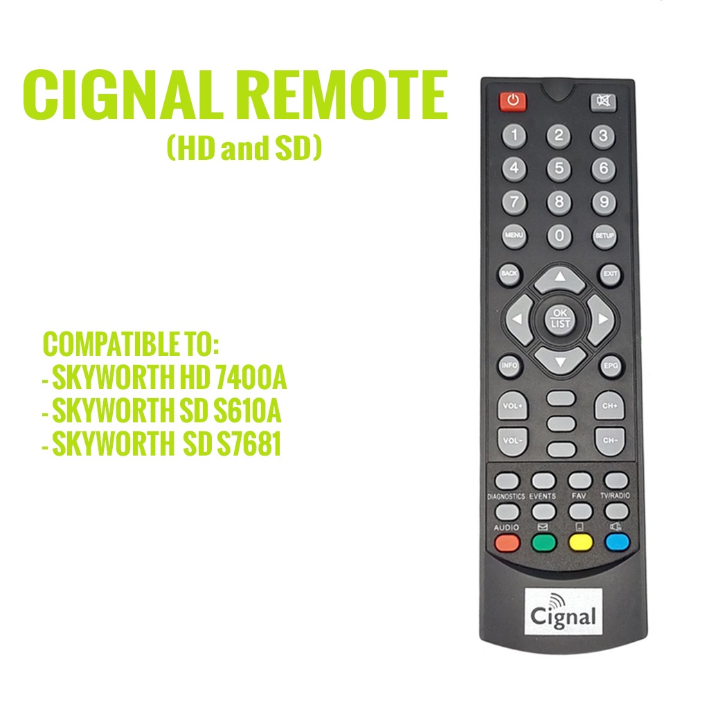 Cignal Remote Control for Skyworth/GUA/Arion/Satlite HD TV Box ...