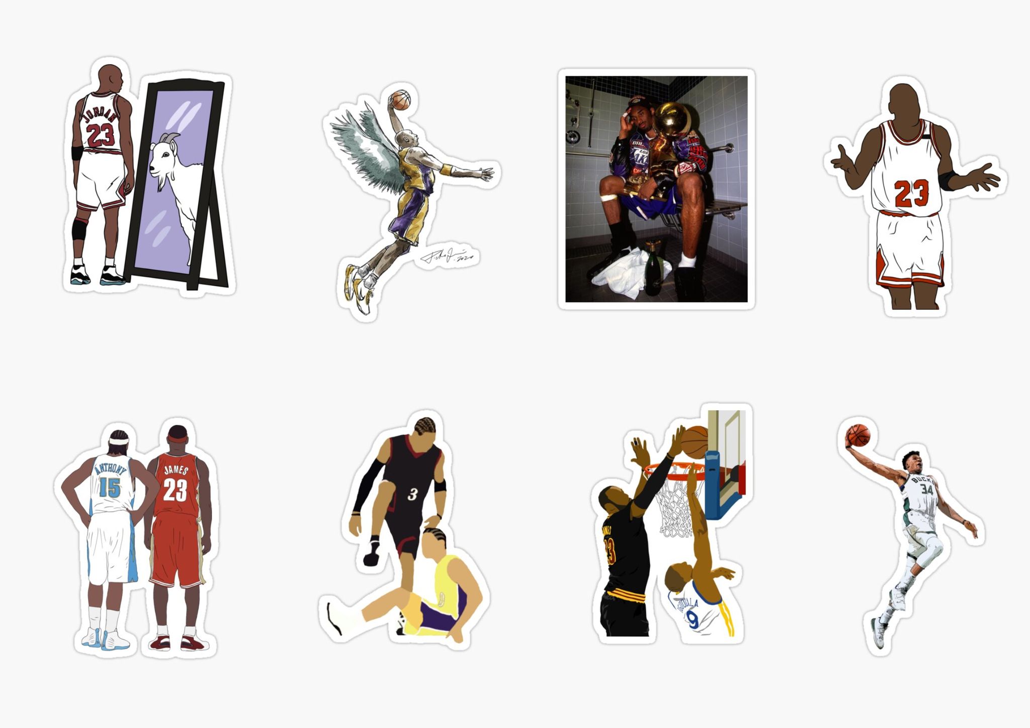 NBA BASKETBALL VINYL LAMINATED HIGH QUALITY STICKER SET A4 SIZE | Lazada PH
