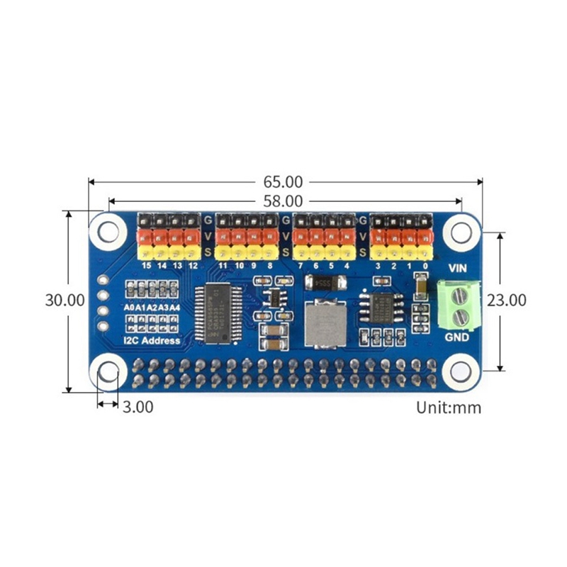 16-CH 12-Bit PWM Servo Motor Driver Module Shield Expansion Board HAT for Raspberry Pi RPI Zero ...