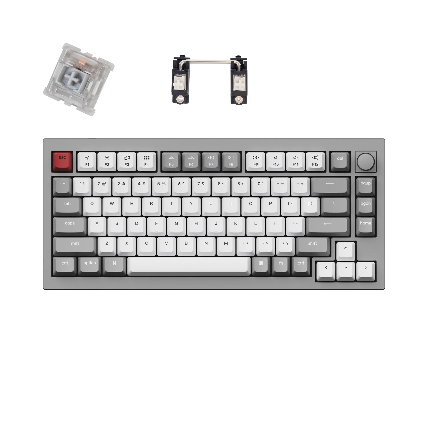 Keychron Q1 Knob QMK Mechanical Keyboard (Silver Grey, 75%, Wired, RGB ...