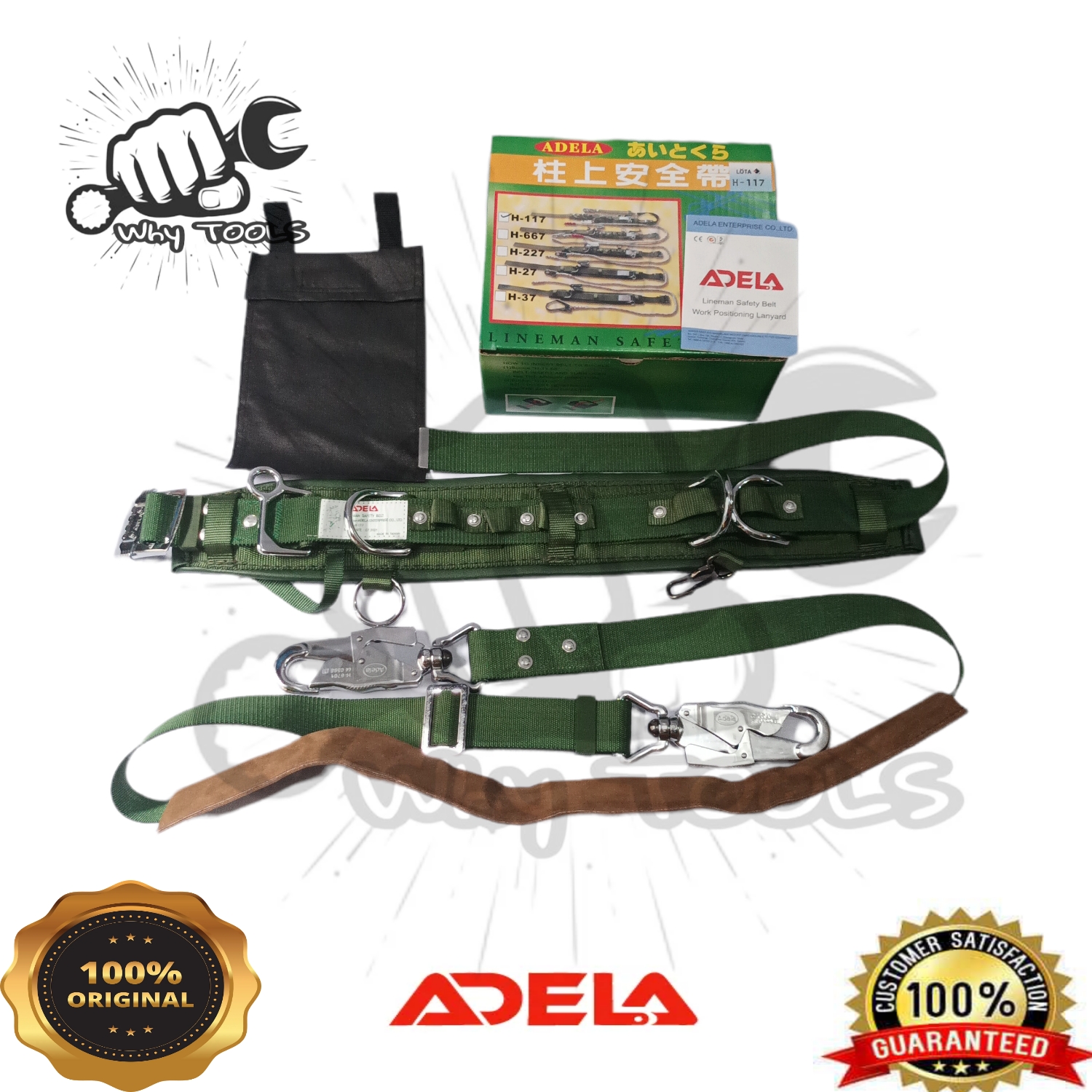 Adela Lineman Safety Harness Heavy Duty Belt with Pole Strap ( H-117 ...