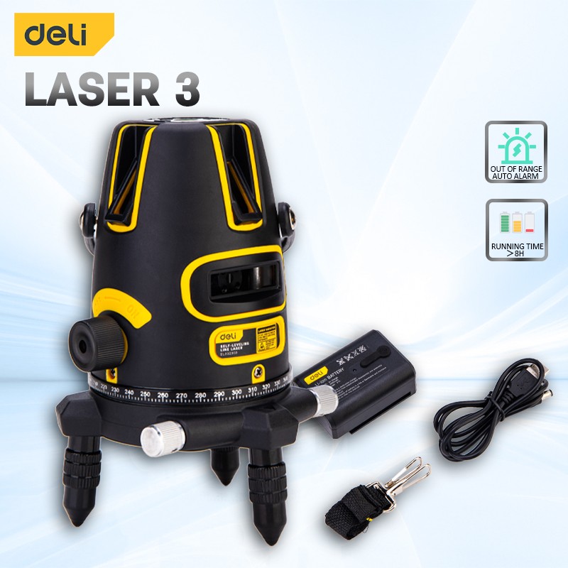 Deli 2/3 cross line laser level Adjustable Laser Level 360 Rotary Meter ...