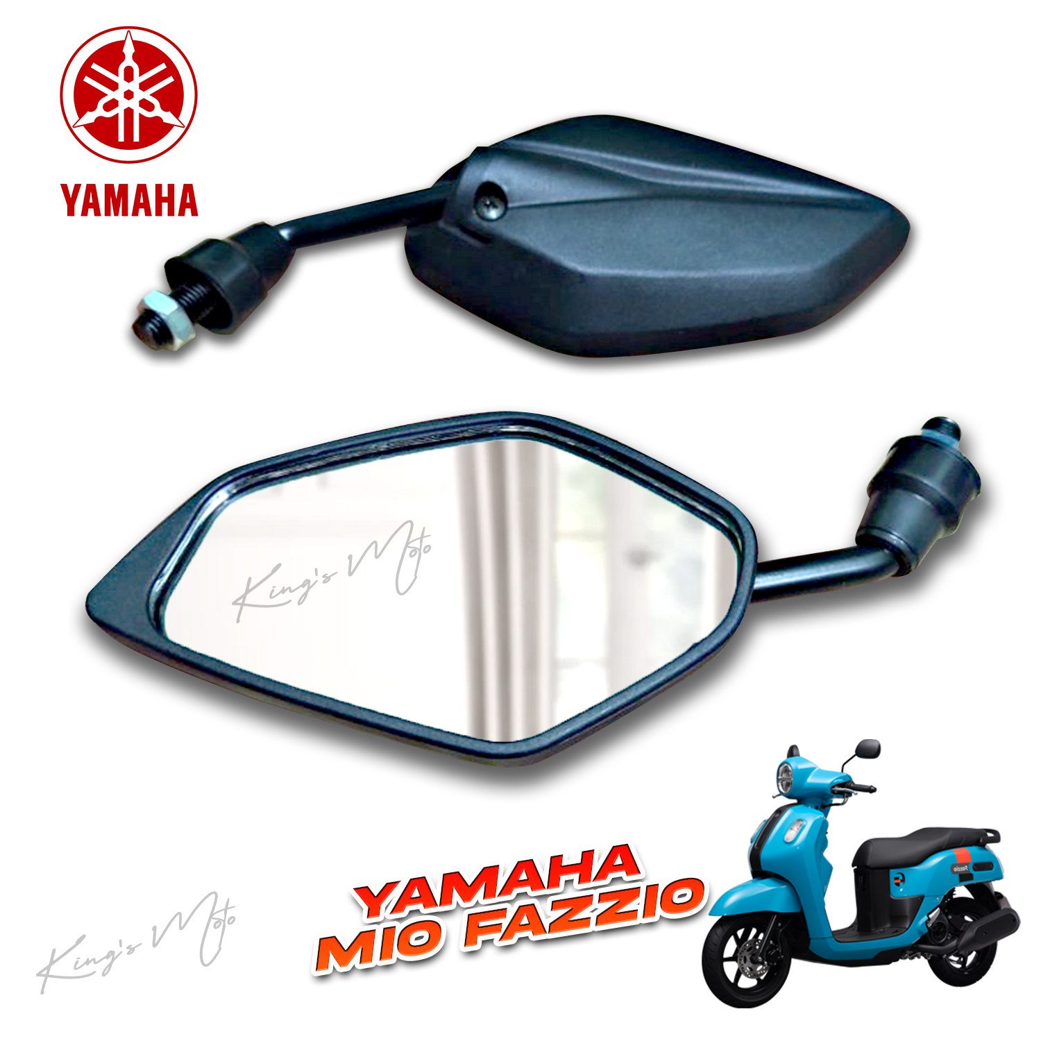 YAMAHA MIO FAZZIO | Side mirror genuine parts black short stem | Lazada PH