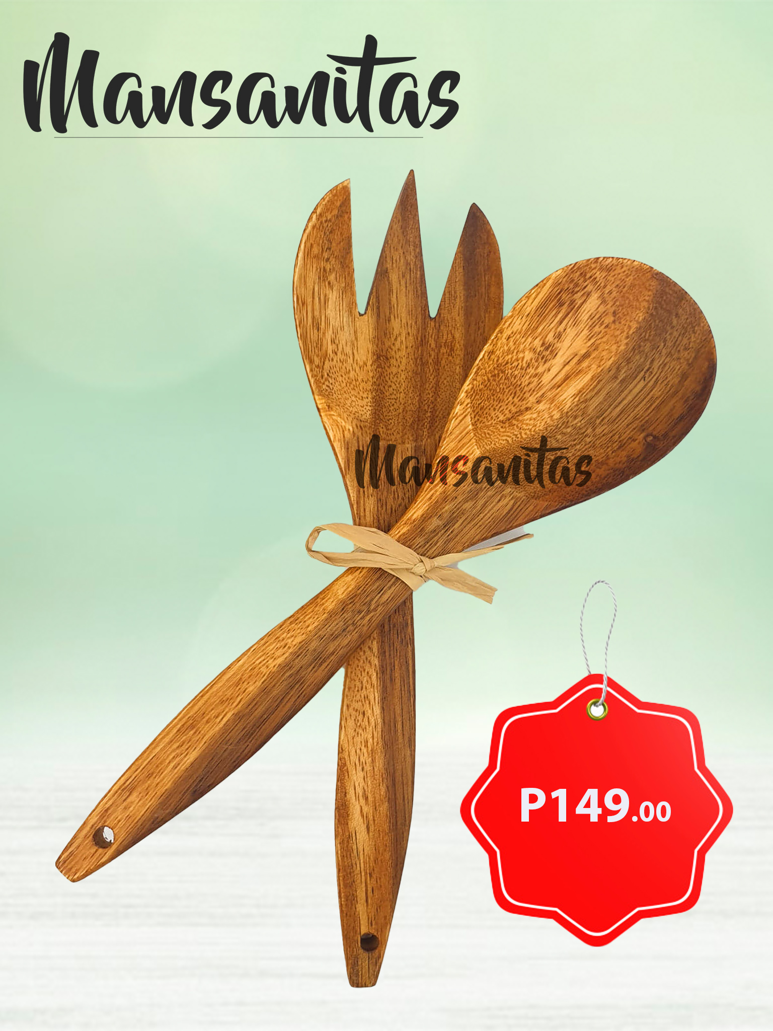 Mansanitas-Mansanas Acacia-Wood Wooden Sandok/Ladle Pair of Serving ...