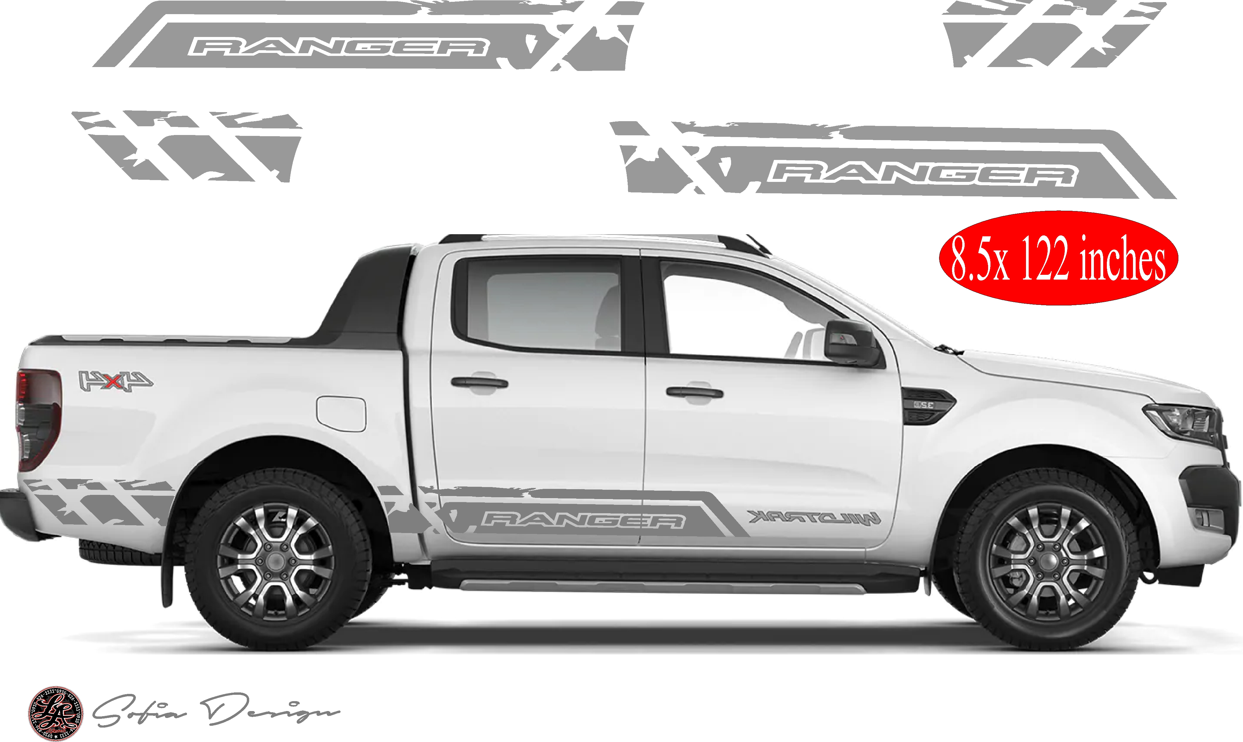 FORD RANGER BODY DECALS FORD WILDTRAK DECALS STICKER (SILVER COLOR ...