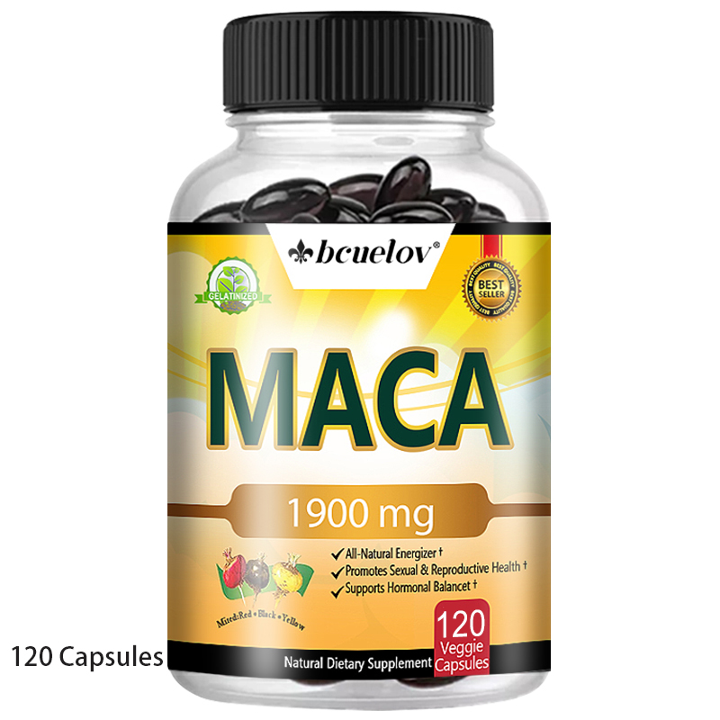 Organic Maca Root Red, Black, Yellow 1900 mg per Capsule 120 Veggie ...