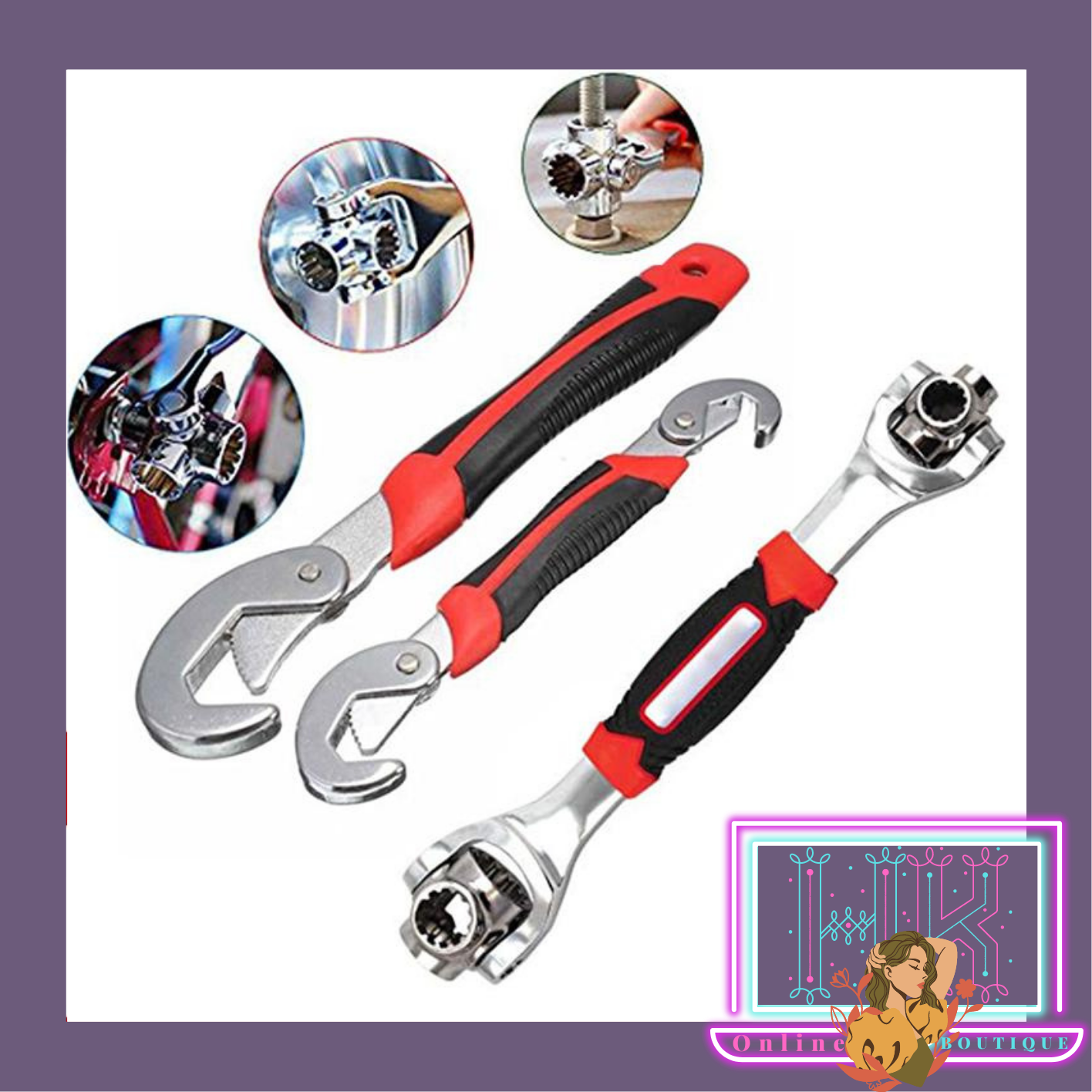 HK Universal Grip Wrenches 2-piece Set (Black/Red) With Tiger ...