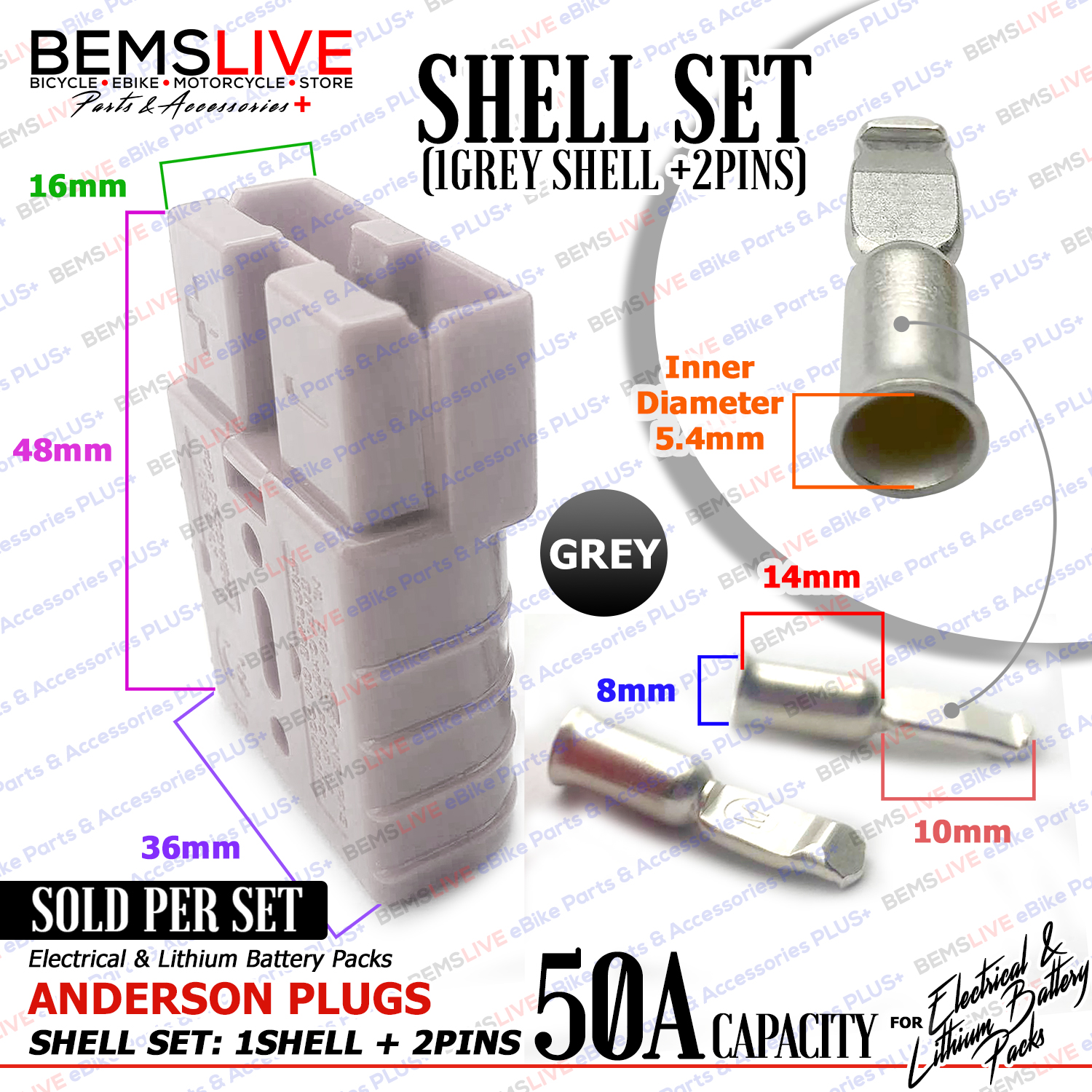 50A Grey ANDERSON Plug SB50A Connector 3 Choices of Order by BEMS ...