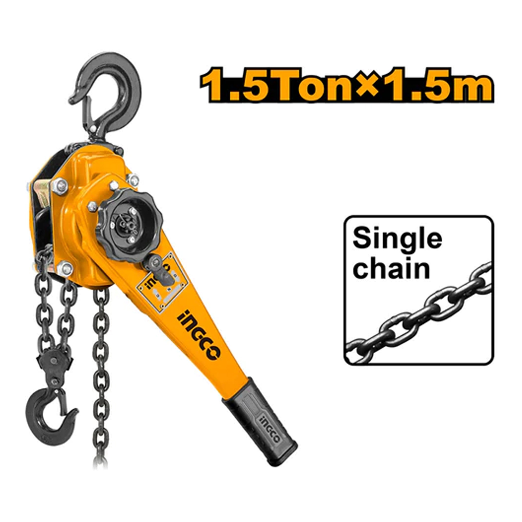 BUILDMATE Ingco 1.5 TON x 1.5m Lever Block Lifting Chain Adjustable ...