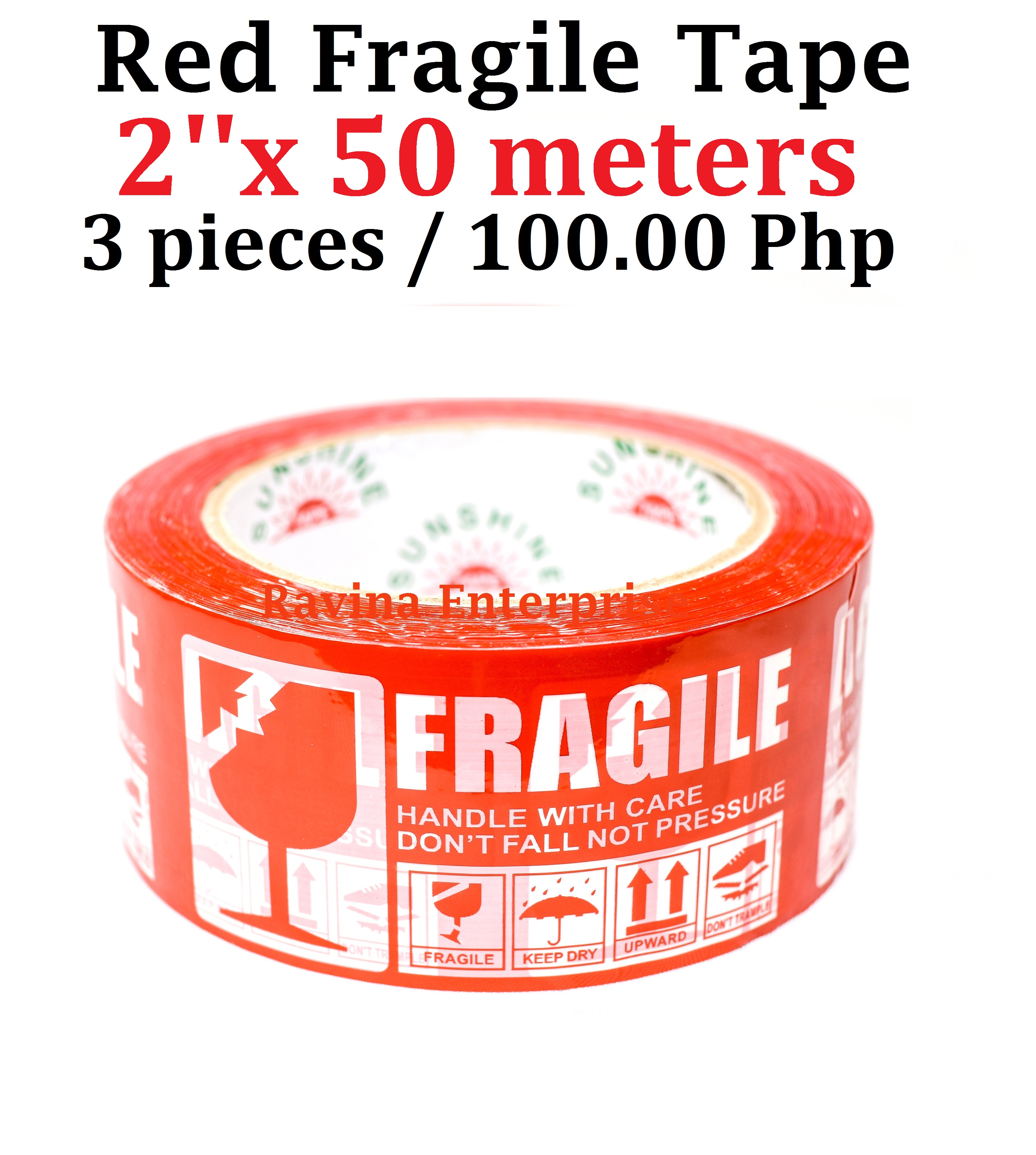 Red Fragile Tape 2''x50m (3 pieces) | Lazada PH