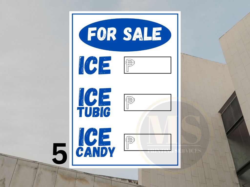 Ice for Sale Ice Candy for Sale Ice Tubig for Sale Signage(Laminated ...