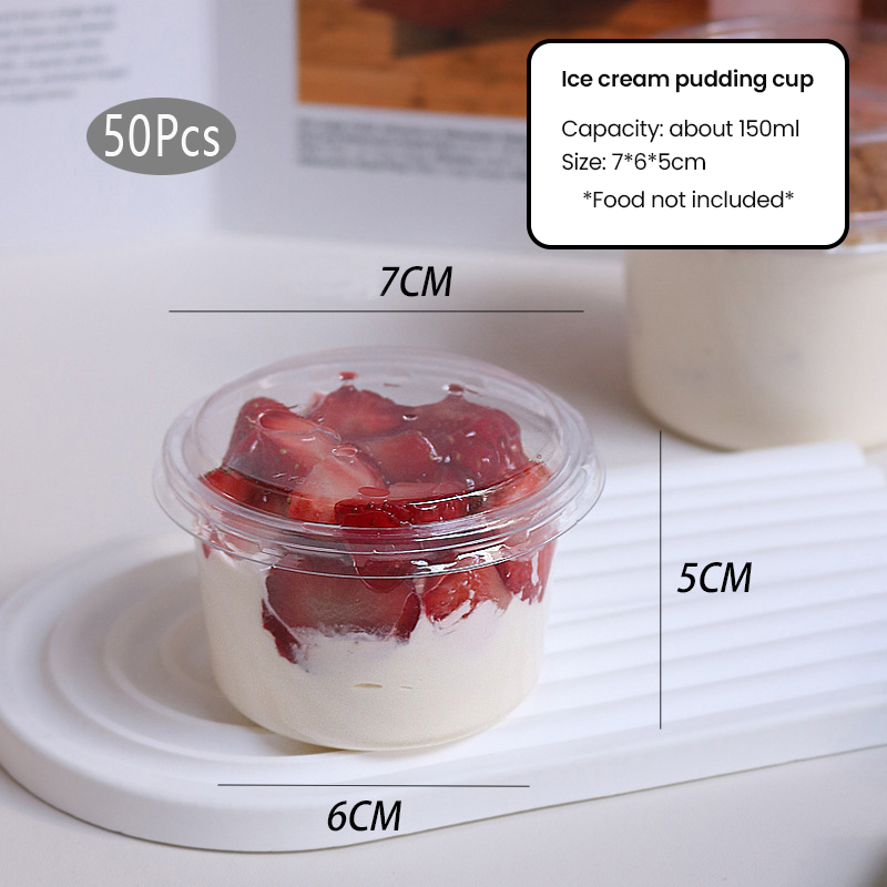 50PCS Round Deli Container 150ml Dessert Container Mousse Container ...