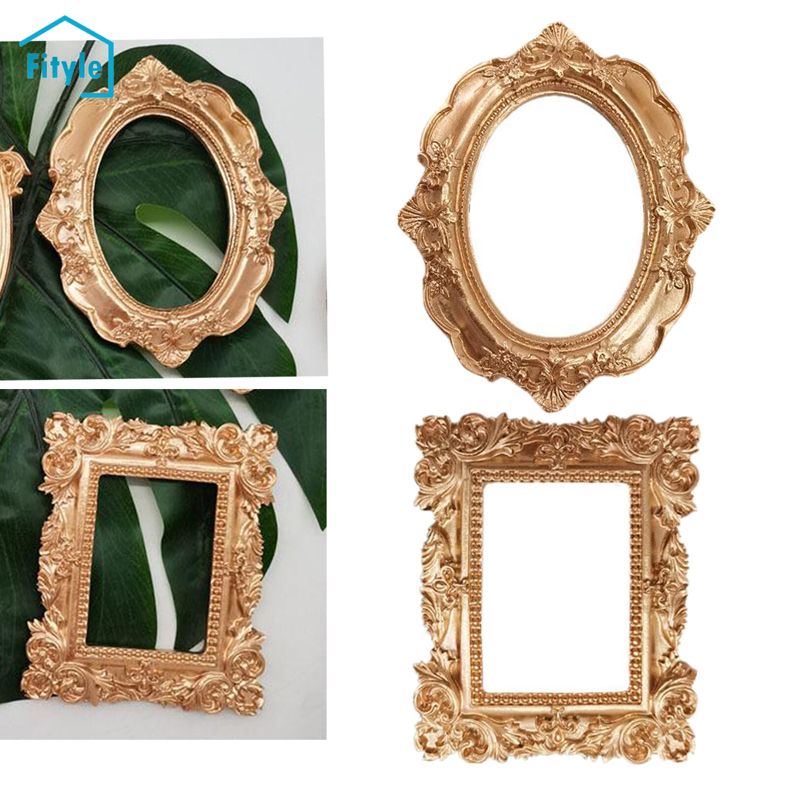 Fityle 2x Vintage Photo Frames Carved Lace Resin Mini Picture Frame ...