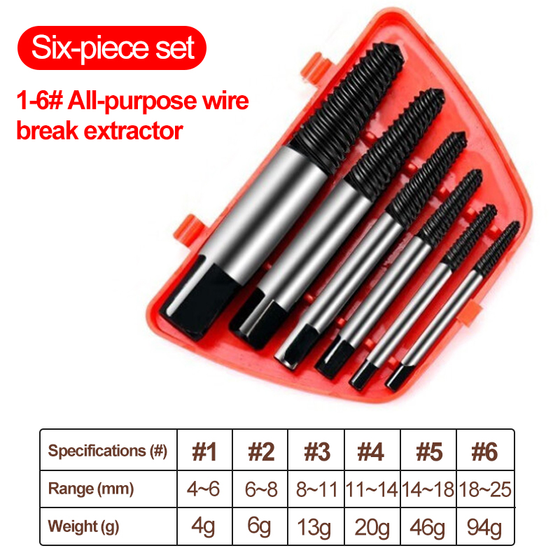 6pc Steel Broken Damaged Screw Extractor Drill Bit Guide Set Bolt ...