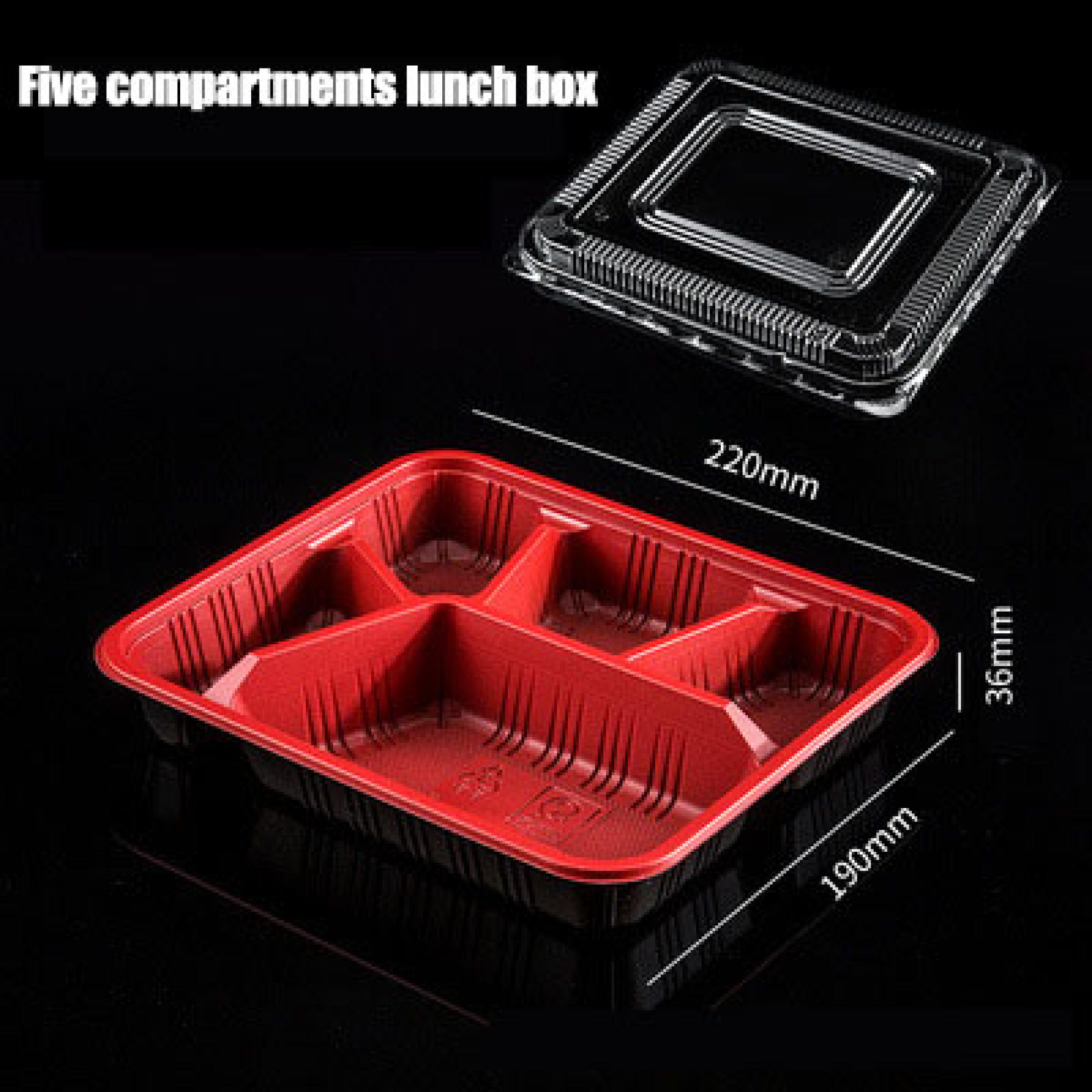 Disposable bento box/Food storage with clear lid (4/5 partitions ...