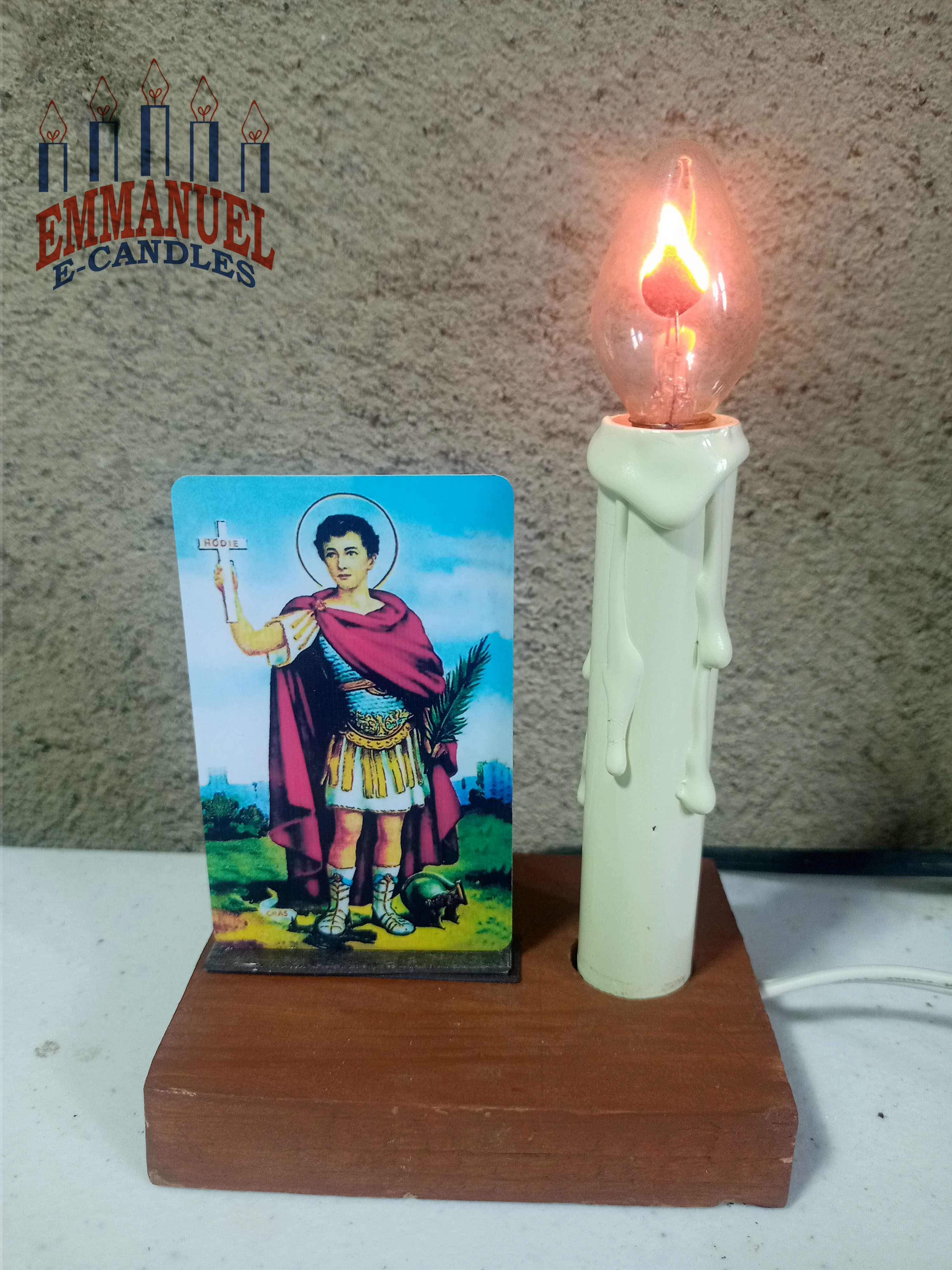 Emmanuel E-Candles - Prayer Card Electric Candle - 4" Flame/Flickering ...