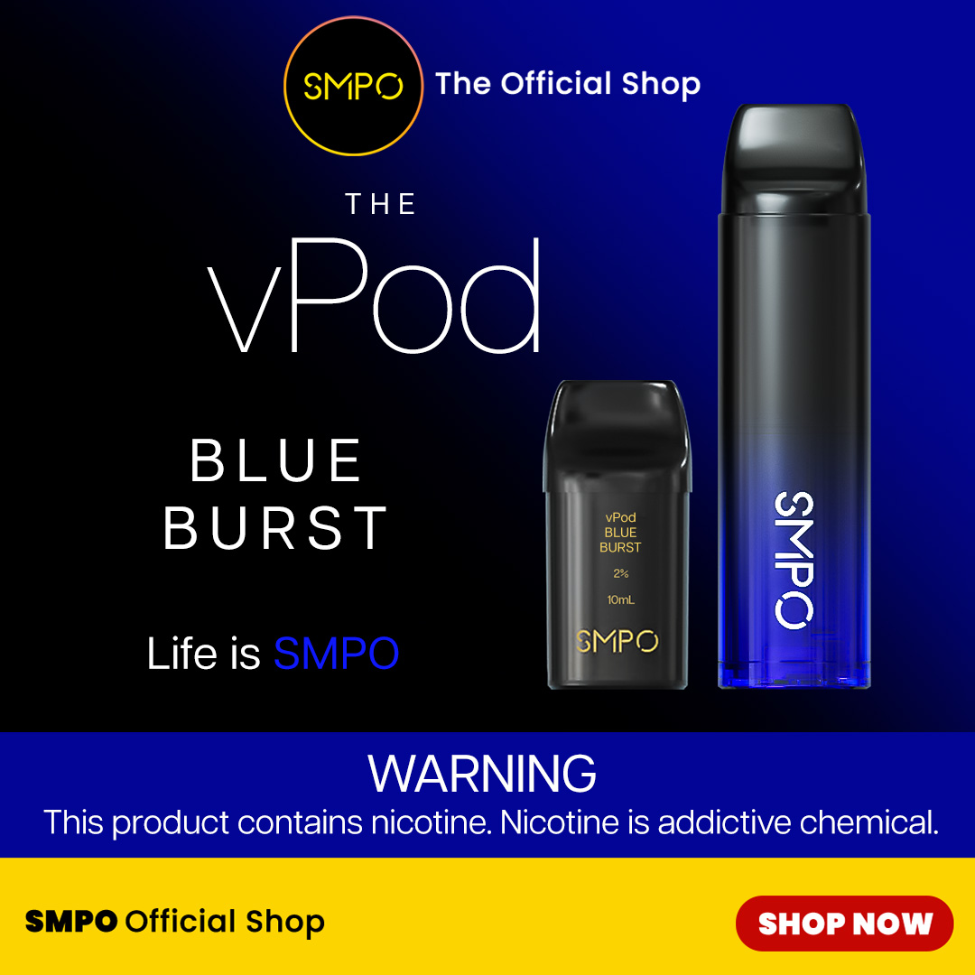 SMPO VPod Device + FREE Pod 12ml 3% freebase nicotine Rechargeable ...