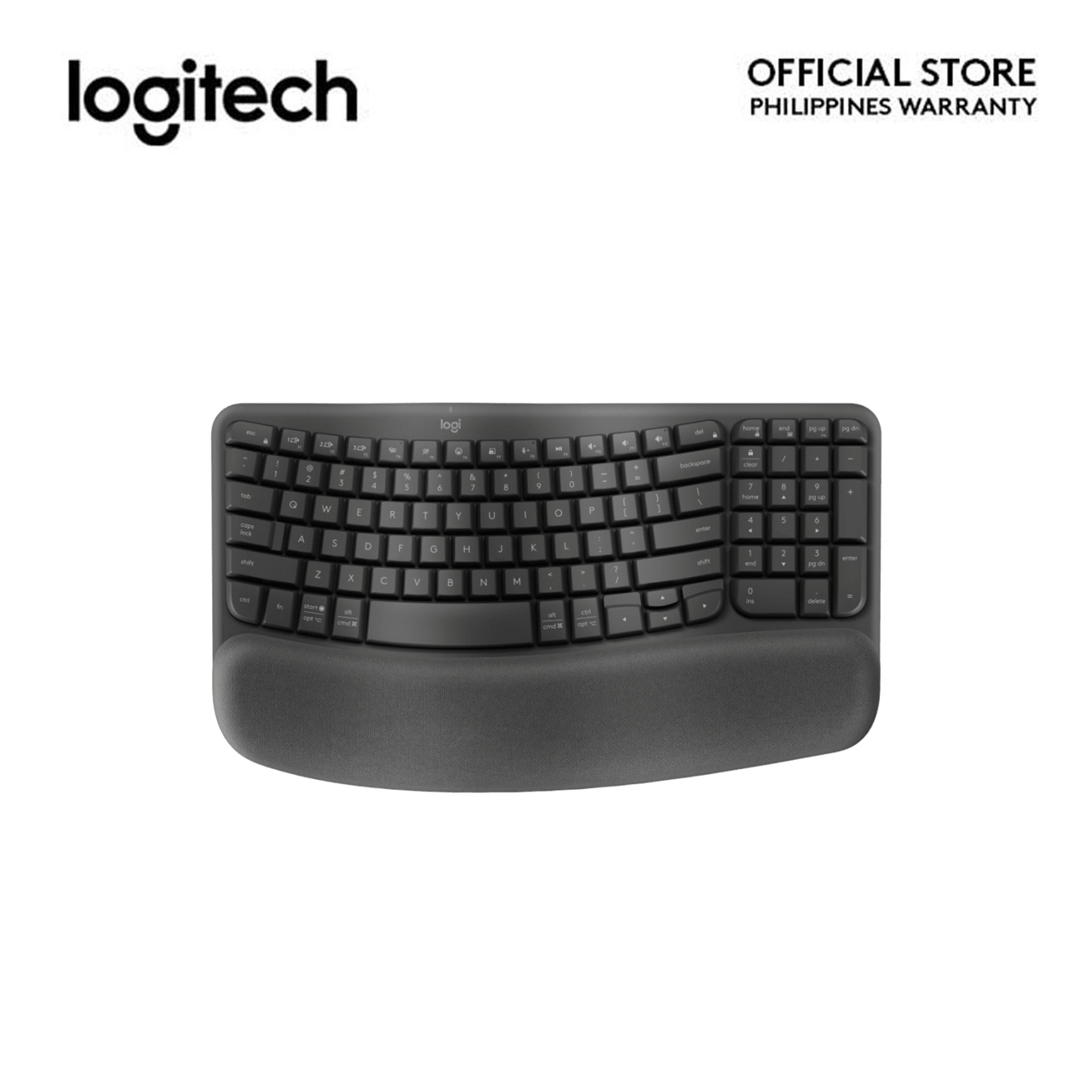 Logitech Wave Keys Ergonomic Bluetooth Wireless Keyboard with Cushioned ...