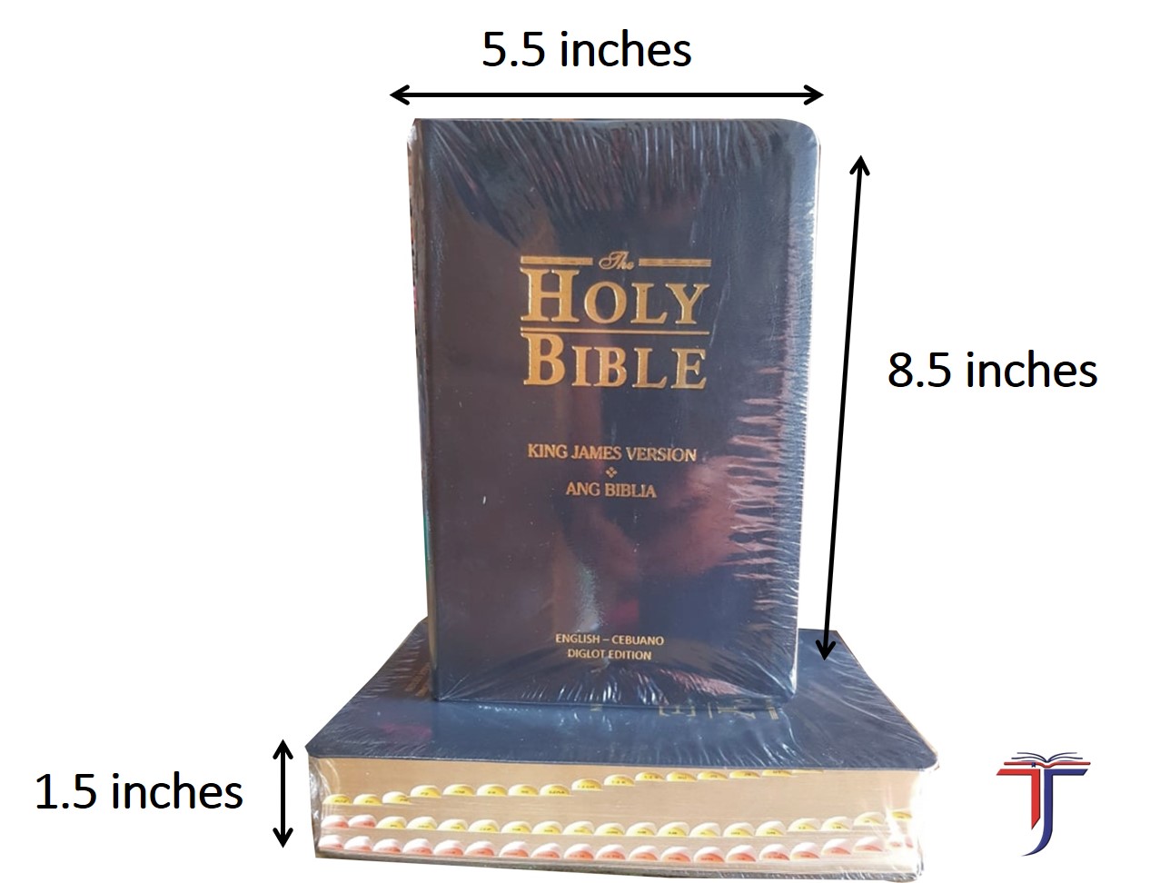 KJV ENGLISH/CEBUANO DIGLOT EDITION with THUMB INDEX Gold Edge 8.5 x 1.5 ...