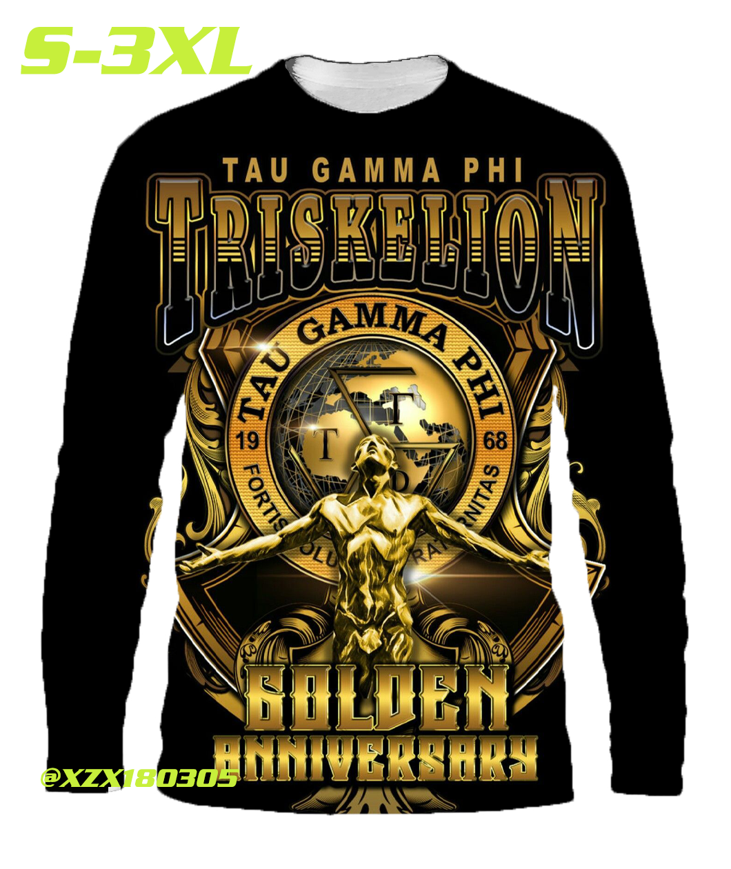 Tau Gamma Phi Triskelion Frat LONG Shirt 54th Anniversary Full ...