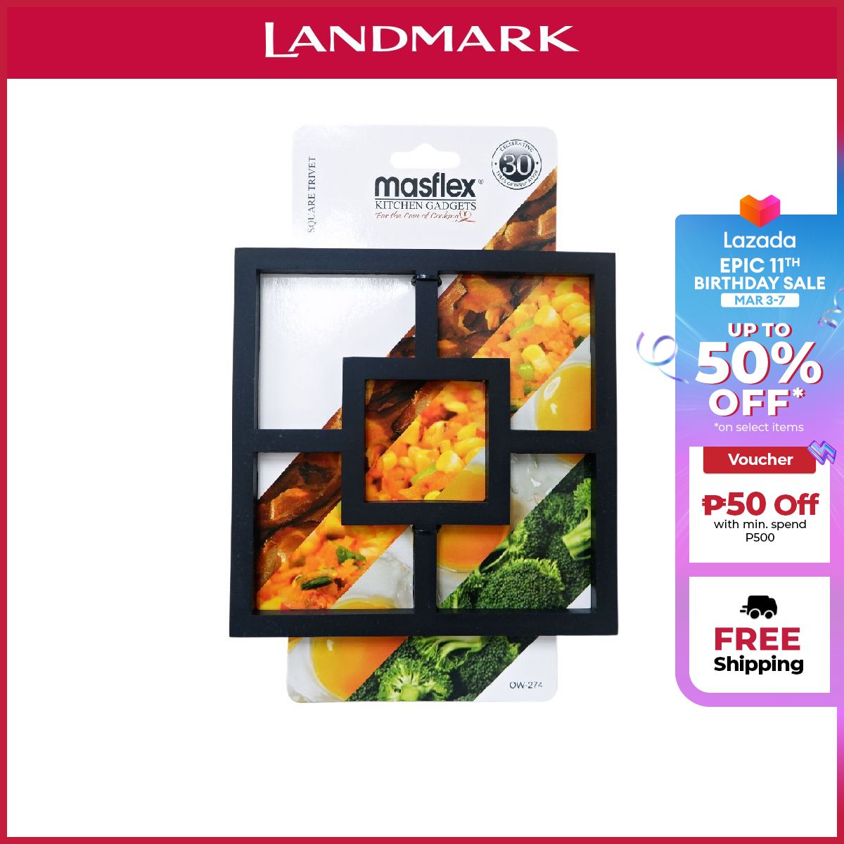 Masflex Sqaure Trivet - Black | Lazada PH