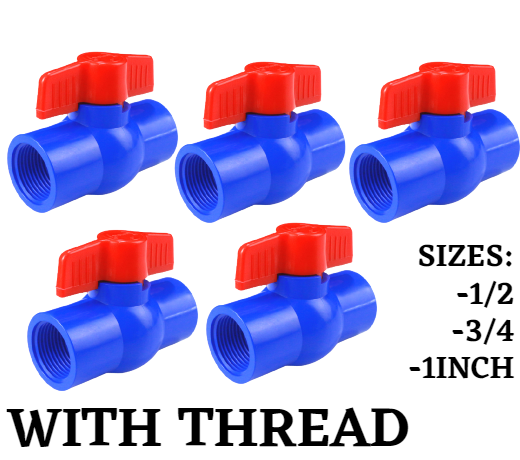 5PCS PVC Plastic Ball Valve w/ Thread Water Switch Section Gate Valve ...