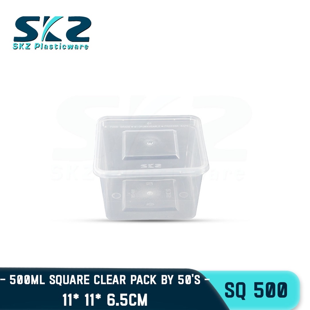SKZ CLEAR CONTAINER SQUARE SERIES SQ500 500ml ENVIRONMENTAL FRIENDLY ...