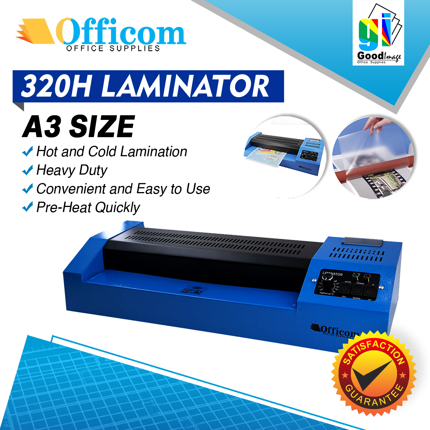 Officom OS-320H Laminator | Hot and Cold Laminating Machine A3 Heavy ...