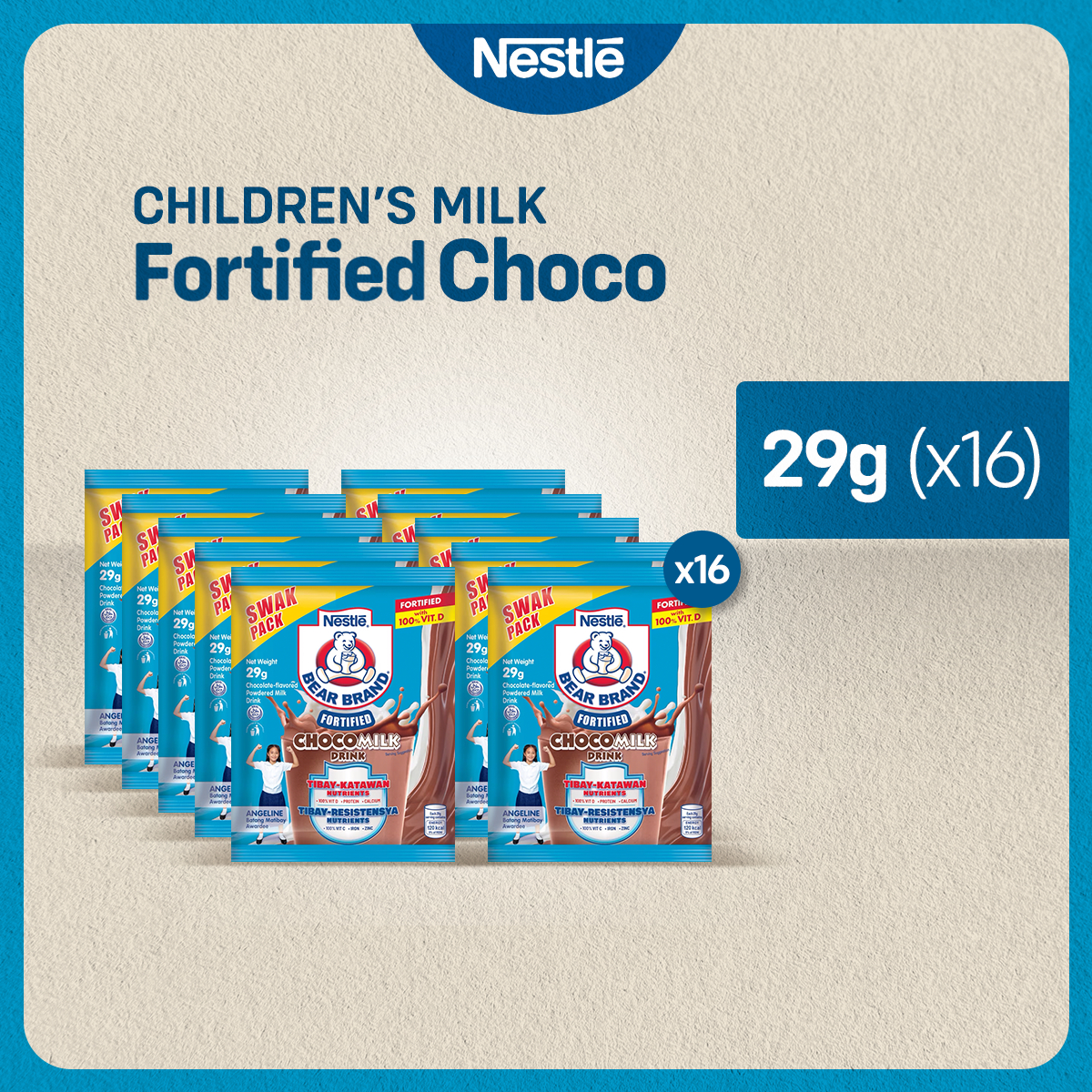 BEAR BRAND Fortified Choco Powdered Milk Drink 29g - SWAK Pack 16 ...