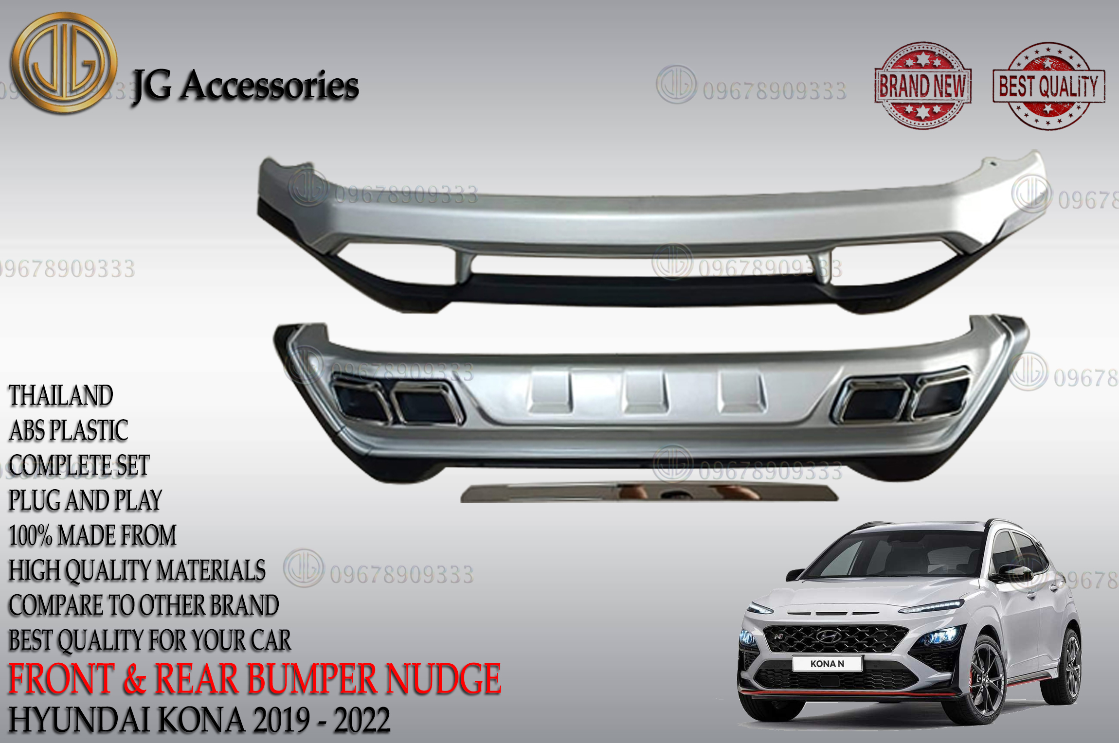 HYUNDAI KONA 2019 2020 2021 2022 FRONT AND REAR BUMPER GUARD / FRONT ...