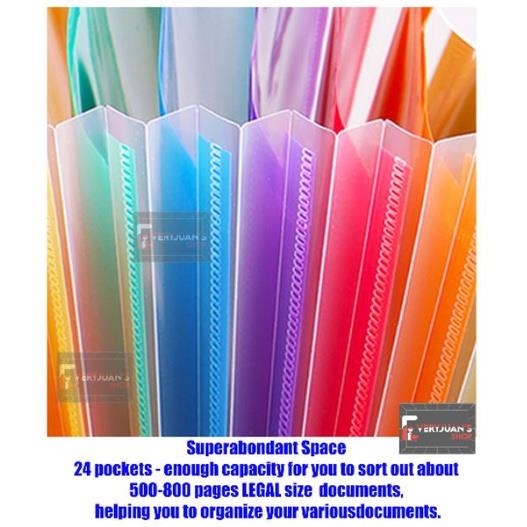 Legal Size Long Expanding File Folder with Handle 24 Pockets Briefcase ...