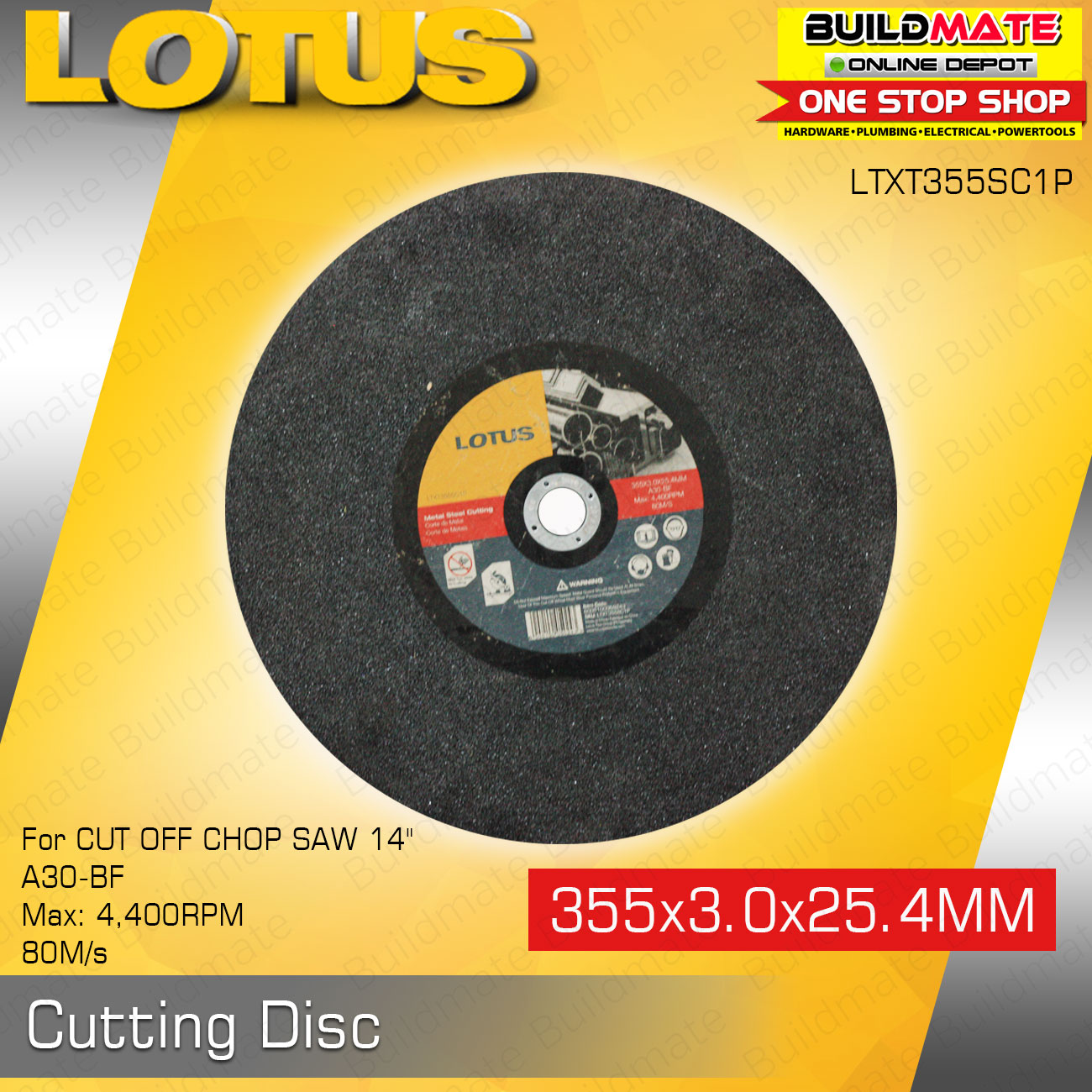 LOTUS Cut Off Disc Cutting Disc for Cut Off Chop Saw 14" •BUILDMATE ...