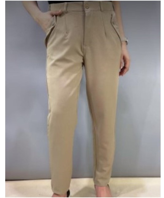 (8077) Button Lock Elasticated Back W/Belt Loops & Pockets Plussize ...