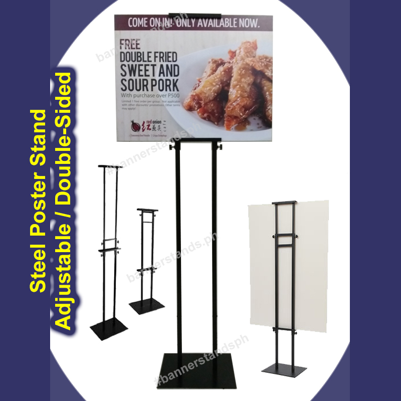 Steel Poster Stand Adjustable Double Sided Standee Menu Board Display ...