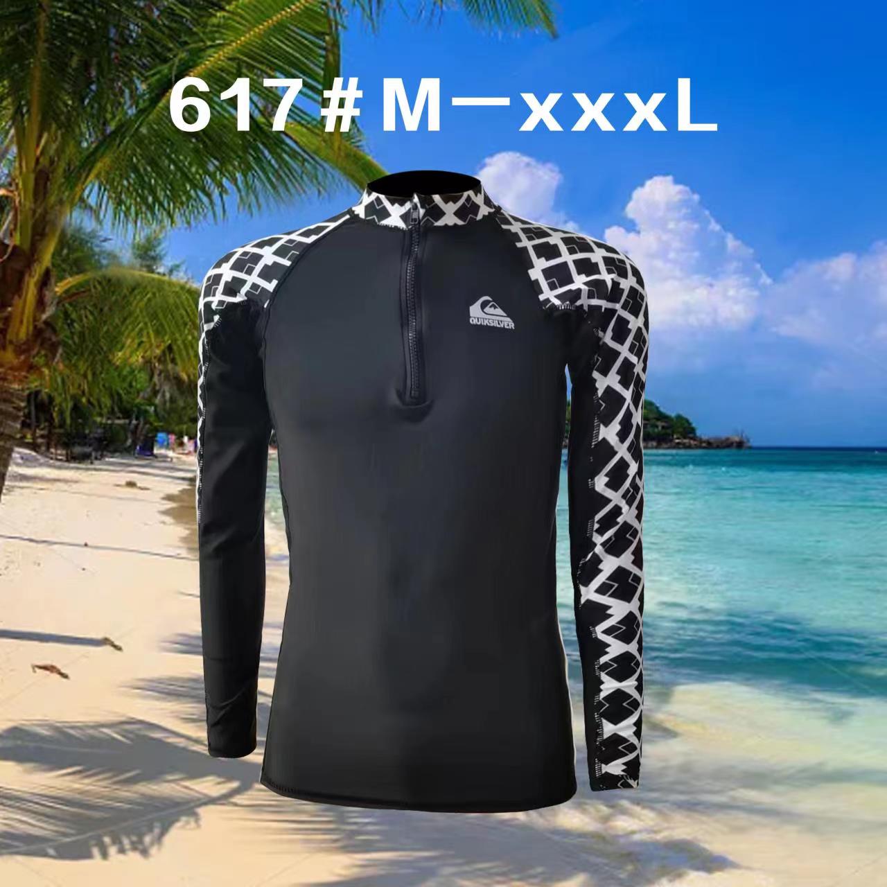 Men's swimming longsleeves half zipper swim top rash guard stretchable ...