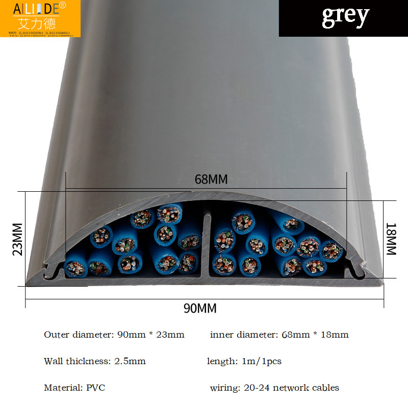 Long 1m Ailide PVC trunking invisible office KTV floor wiring trough ...