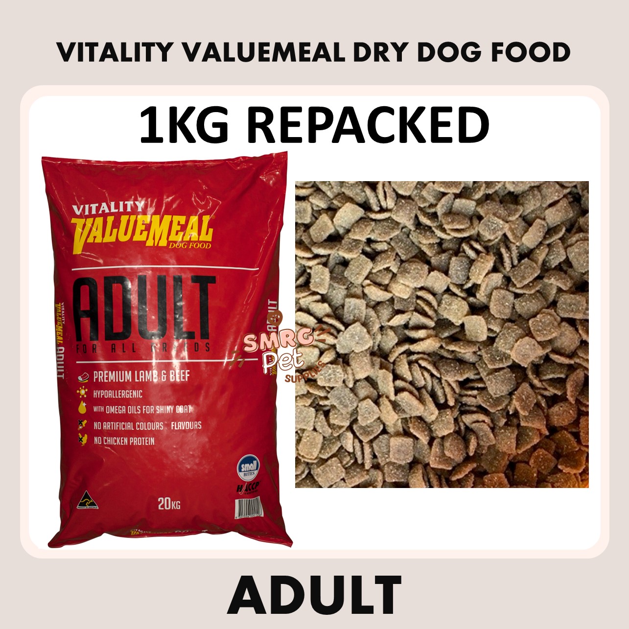 Vitality Valuemeal Dry Dog Food Classic Adult / Puppy 1kg Original ...