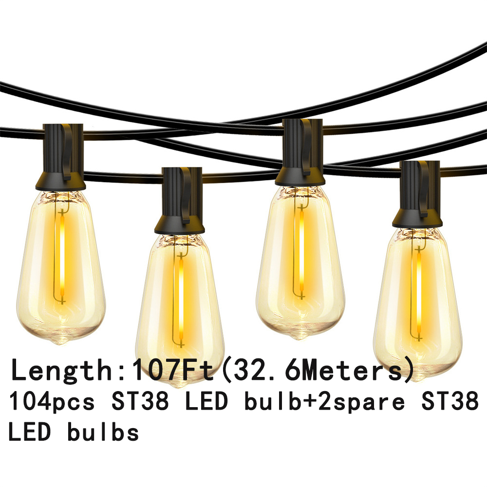 ST38 Christmas 107FT Fairy String Lights with 106 Led Bulbs Waterproof Outdoor Fairy Light For ...