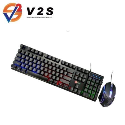 V2S KM300 Keyboard and Mouse Set LED Rainbow RGB Backlight Office Wired ...