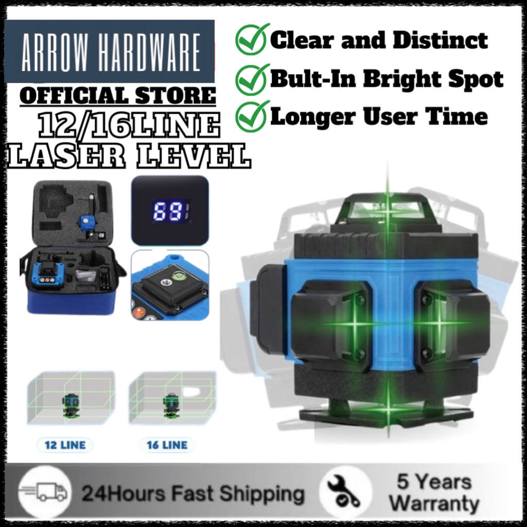 NEXA 12 16 Line 3D 4D Laser Level Green Light Cross Self-Leveling Rotary lazer level vertical ...