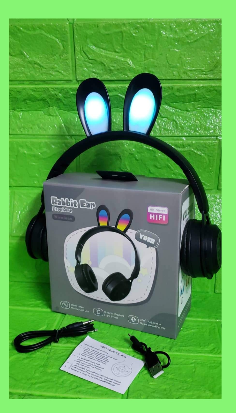 Y08R WIRELESS HEADPHONE Y08R RABBIT EAR WITH MIC BLUETOOTH HEADPHONE ...