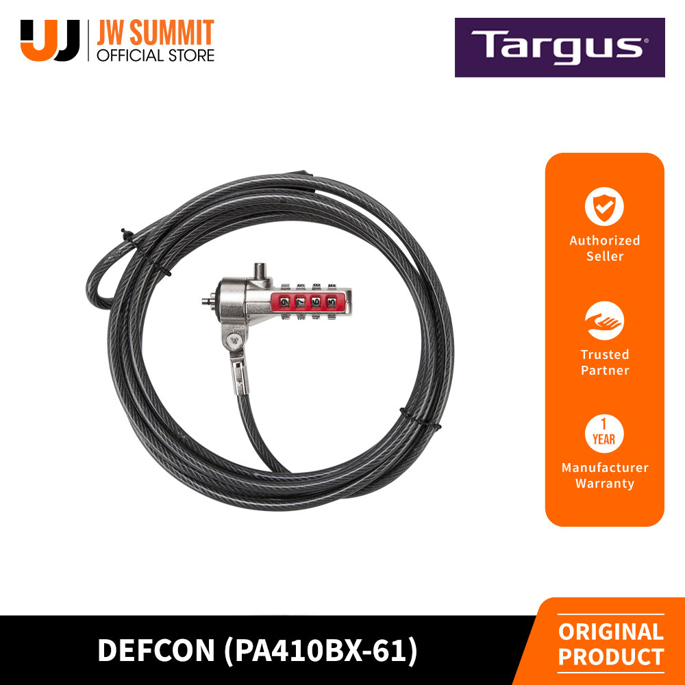Targus DEFCON T-Lock Resettable Combo Cable Lock (PA410BX-61) | Lazada PH