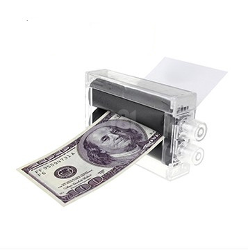 Crazy printing machine, white paper on the street, money on white paper ...